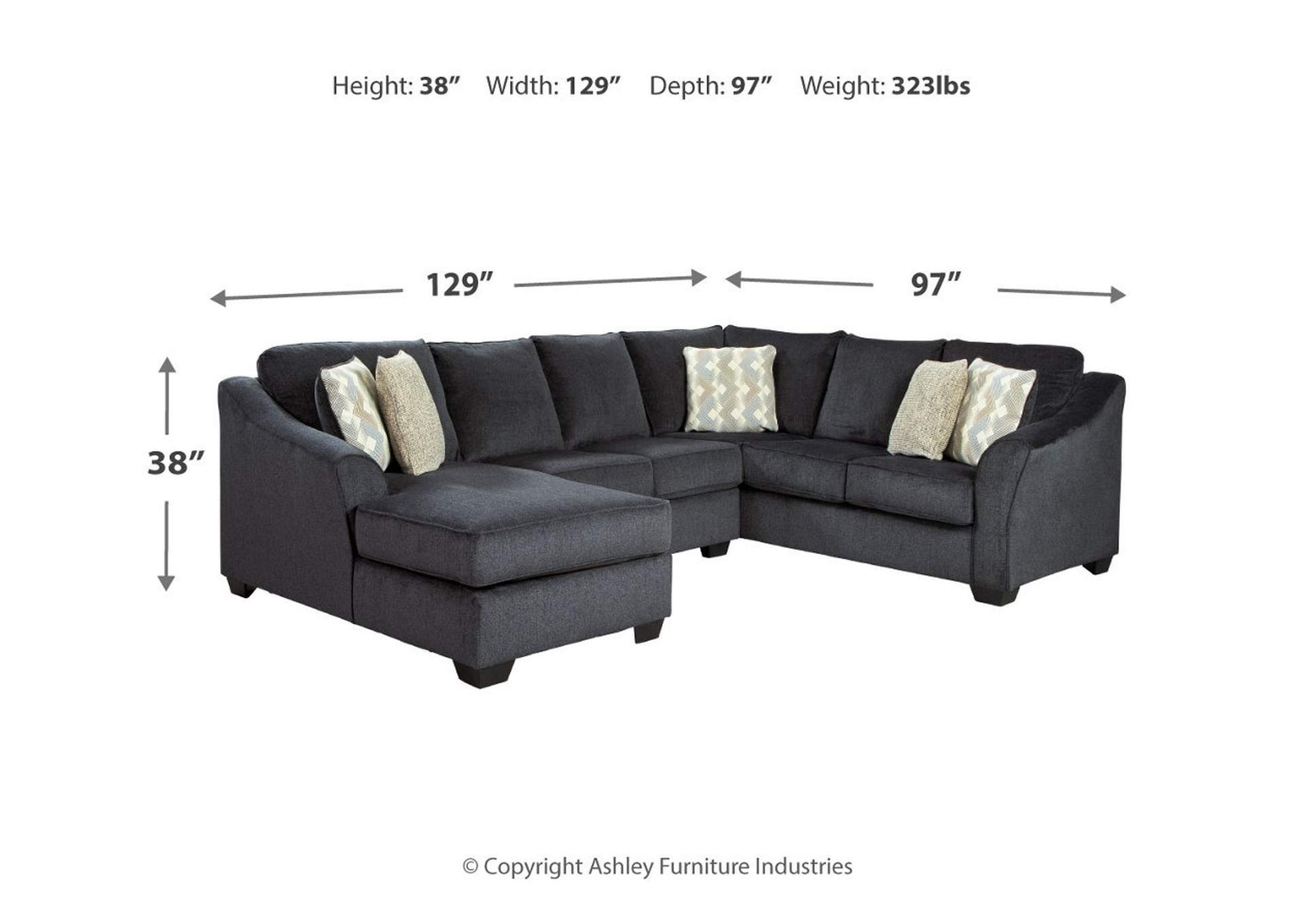 41303-LAFCH ELTMANN 3PC SECTIONAL w/LAF CHAISE SMOKE - Goodman Creek ...