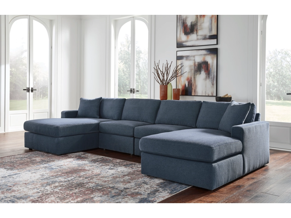 Modmax 4-Piece Modular Performance Fabric Double Chaise Sectional ...