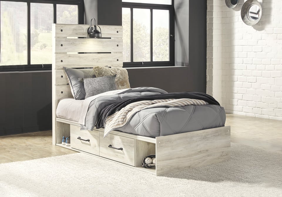 Cambeck Whitewash Twin Panel Storage Bed - Goodman Creek Furniture ...