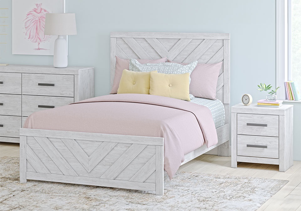 Cayboni Whitewash Full Panel Bed - Goodman Creek Furniture & Appliance